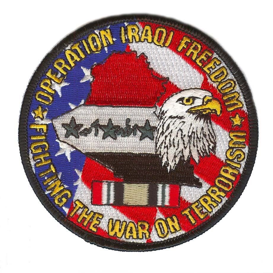 OPERATION IRAQI FREEDOM RIBBON 4" MILITARY EMBROIDERED OIF PATCH FLAG EAGLE