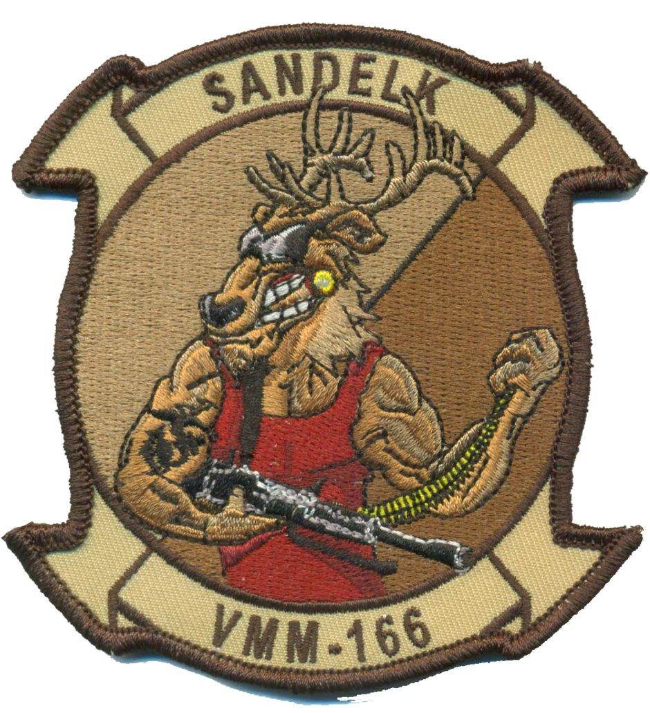 4" USMC MARINE CORPS VMM-166 SANDELK PARTY ELK MILITARY EMBROIDERED PATCH