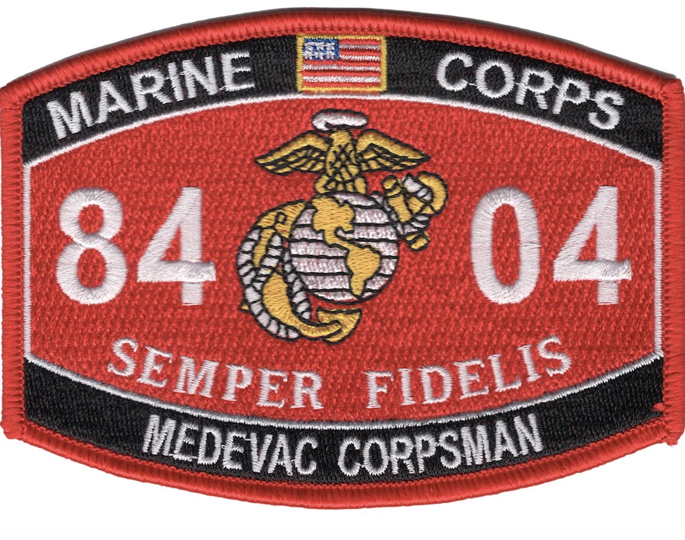 4.5" MARINE CORPS MOS 8404 MEDEVAC CORPSMAN EGA EMBROIDERED PATCH