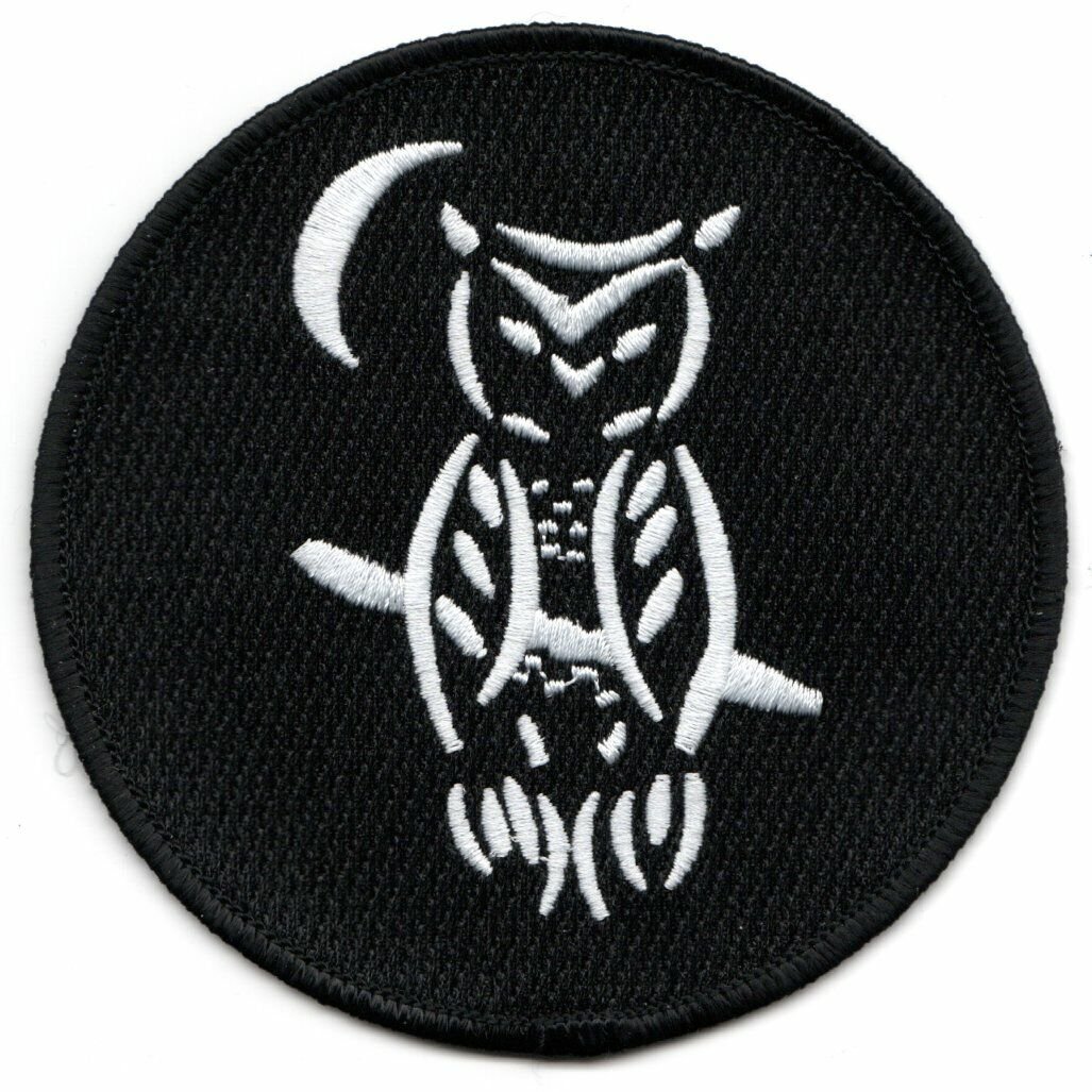 4" AIR FORCE 497 TFS NIGHT OWLS F-4 ROUND BLACK EMBROIDERED JACKET PATCH
