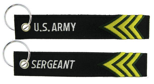 ARMY RANK SERGEANT EMBROIDERED FOB KEY CHAIN