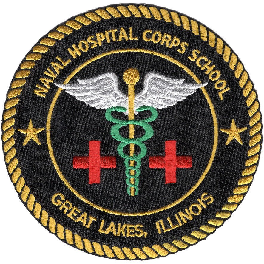 4" NAVY NAVAL HOSPITAL CORPS SCHOOL GREAT LAKES EMBROIDERED PATCH
