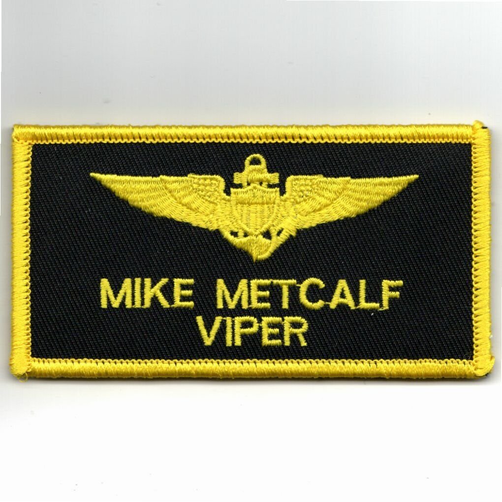 4" NAVY TOPGUN MIKE METCALF VIPER NAMETAG LT YELLOW HOOK LOOP ...