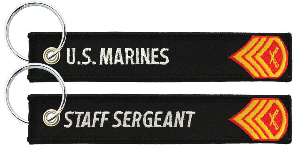 STAFF SERGEANT MARINE CORPS USMC MILITARY EMBROIDERED FOB KEY CHAIN
