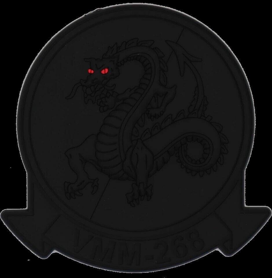 4" USMC MARINE CORPS VMM-268 RED DRAGONS BLACKOUT MILITARY HOOK & LOOP ...