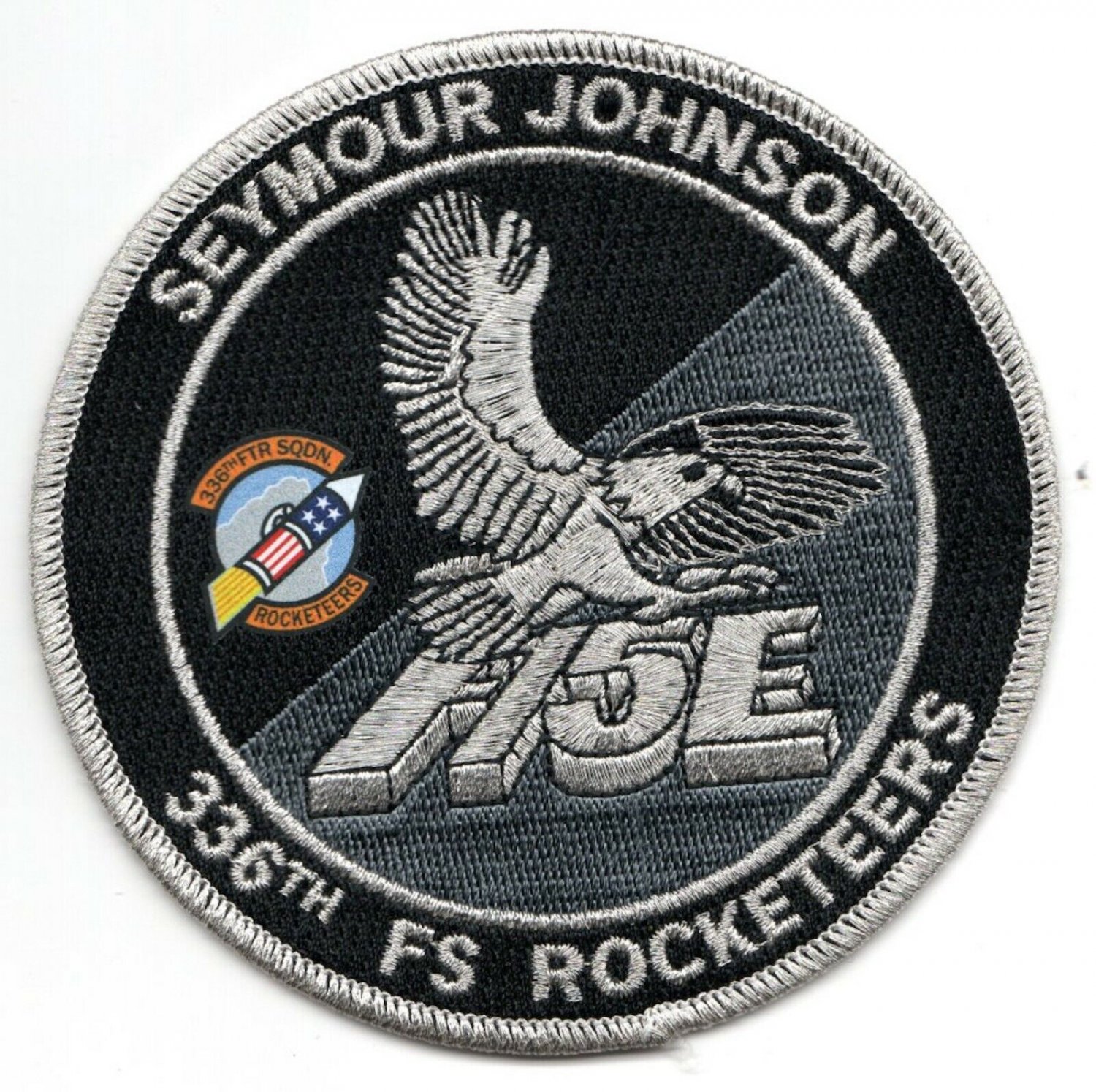 4" USAF Air Force F-15E 336FS Tinsel Black Silver Military Embroidered ...