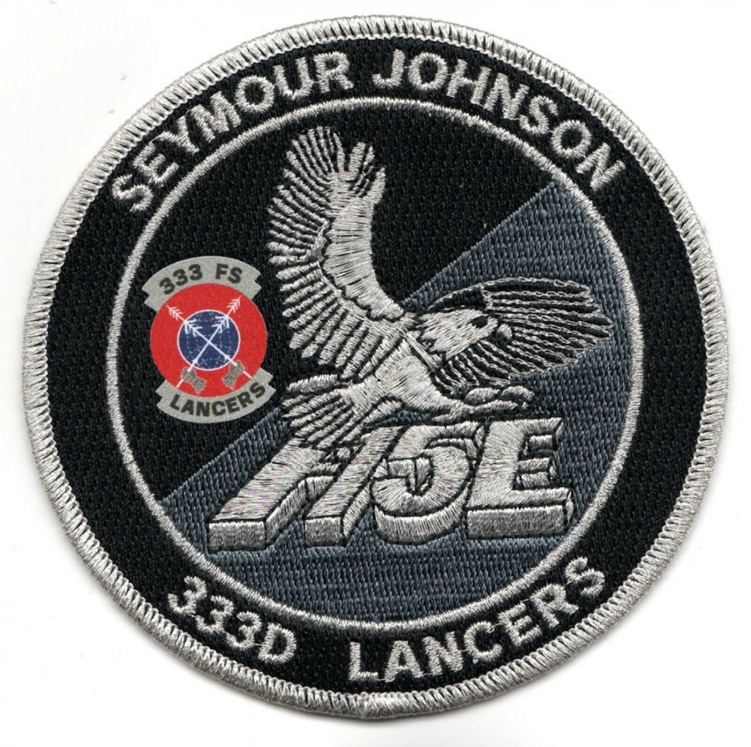 4" USAF Air Force F-15E 333FS Tinsel Black Silver Military Embroidered ...