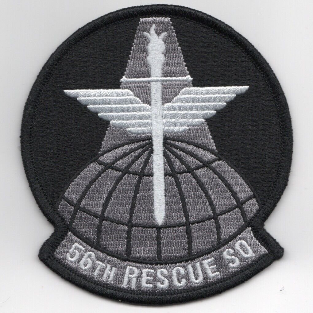 4" USAF AIR FORCE 56TH RESCUE SQUADRON GRAY BLACK FW EMBROIDERED JACKET ...