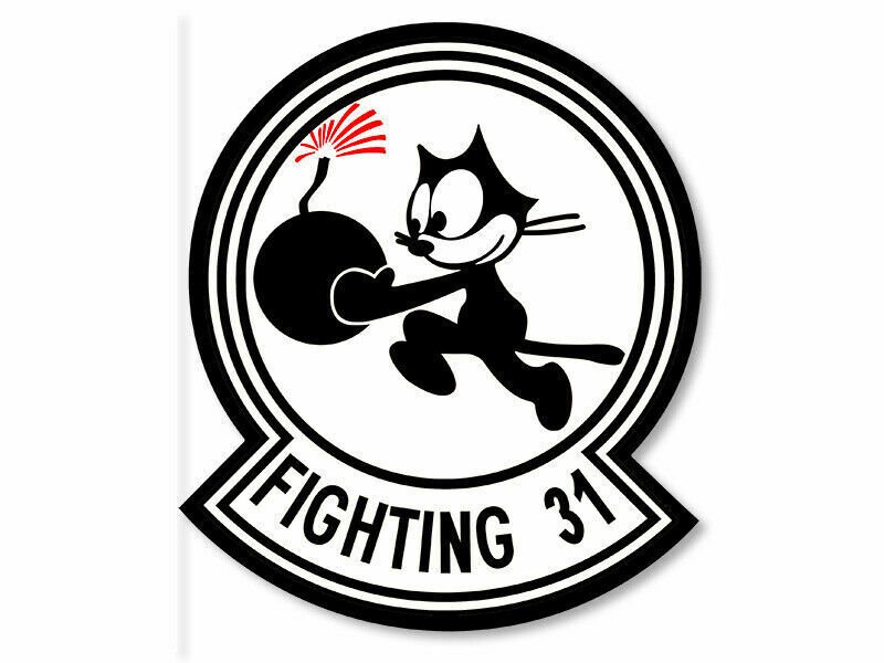 4" NAVY FIGHTING 31 FELIX THE CAT BOMB WHITE BUMPER CAR STICKER DECAL ...