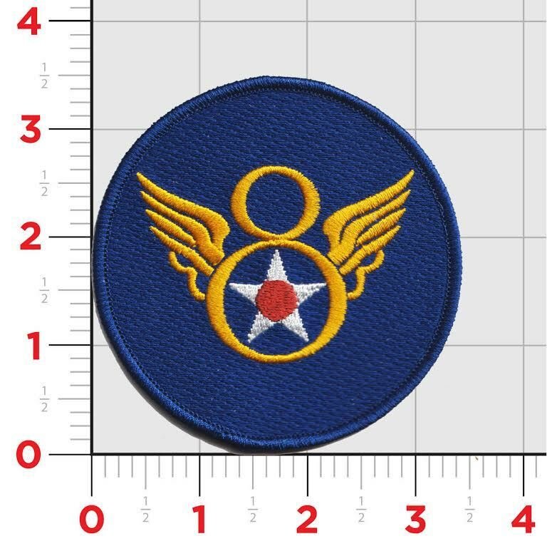 USAF 8TH AIR FORCE WINGS BLUE ROUND MILITARY HOOK & LOOP EMBROIDERED PATCH