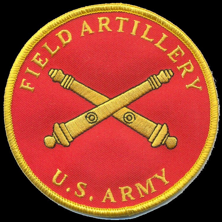 4" ARMY FIELD ARTILLERY MILITARY CROSS LOGO ROUND EMBROIDERED PATCH