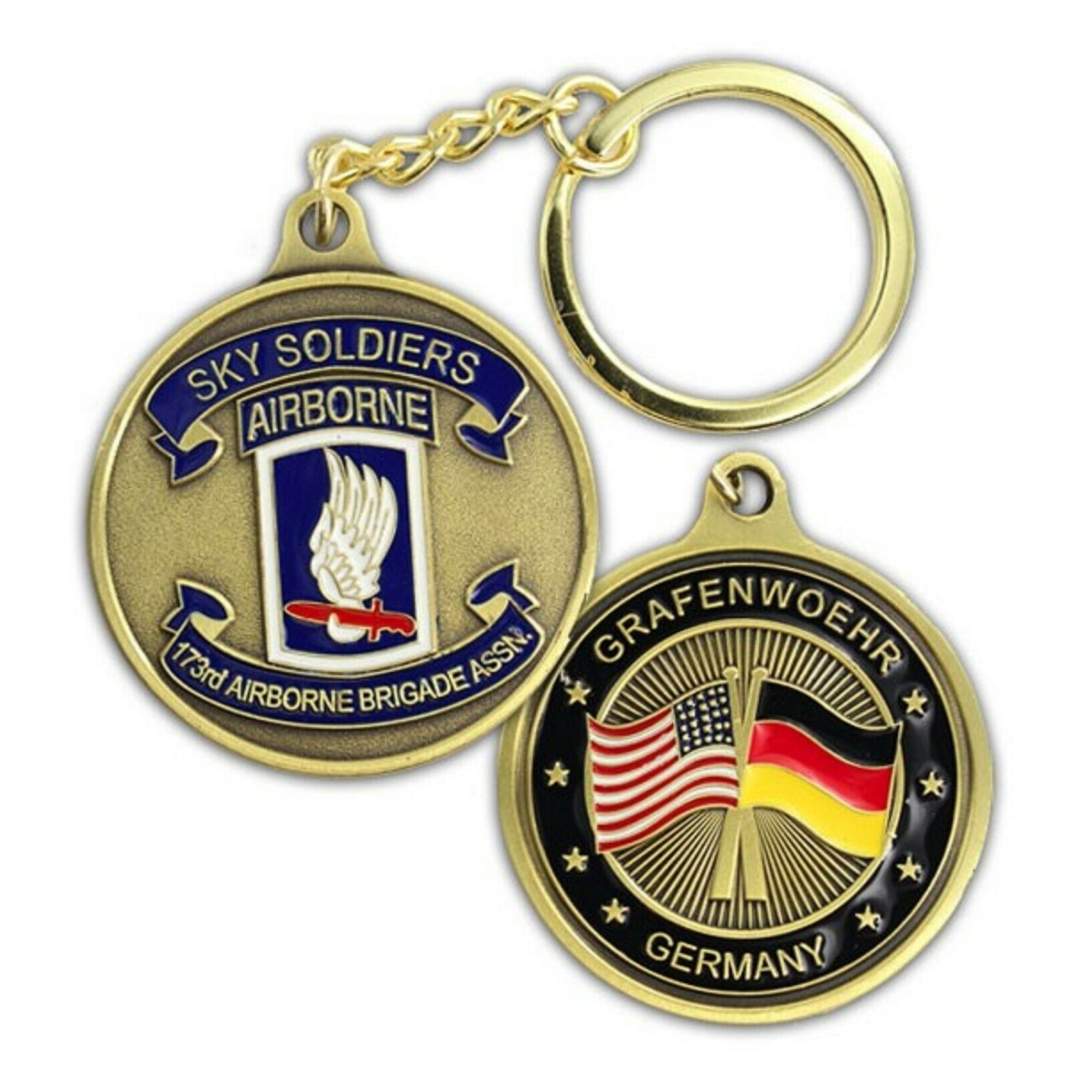 GRAFENWOEHR GERMANY ARMY 173RD AIRBORNE BRIGADE KEY CHAIN CHALLENGE COIN