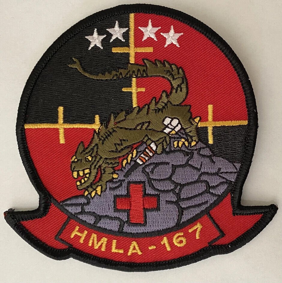 4" USMC MARINE CORPS HMLA-167 WARRIORS HELICOPTER SQUAD EMBROIDERED ...