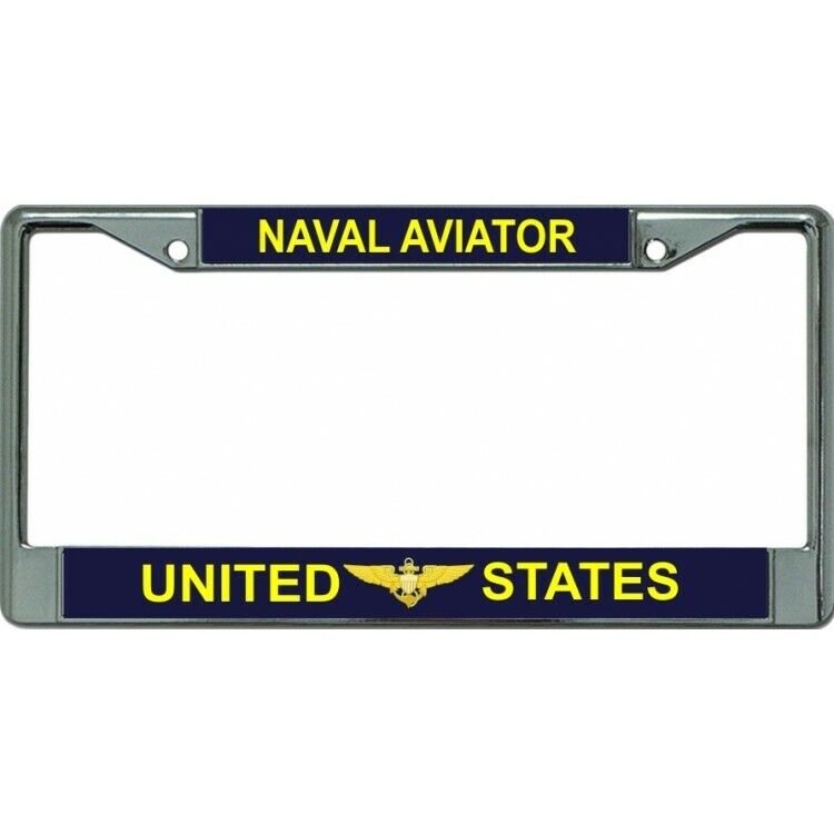 usn naval aviator navy wings military logo chrome license plate frame ...