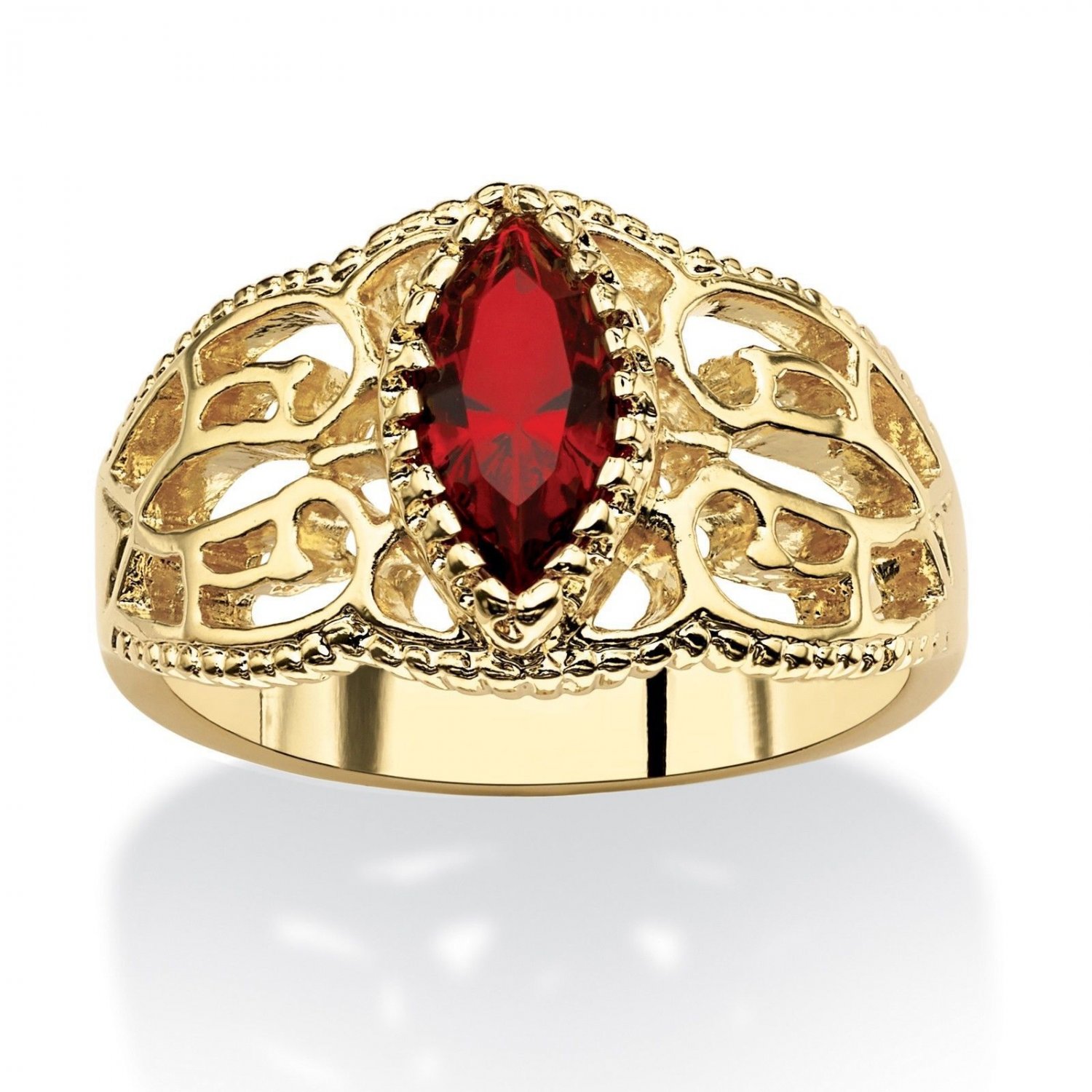 WOMEN MARQUISE CUT 14K GOLD FILIGREE JULY RUBY BIRTHSTONE RING 5 6 7 8 9 10