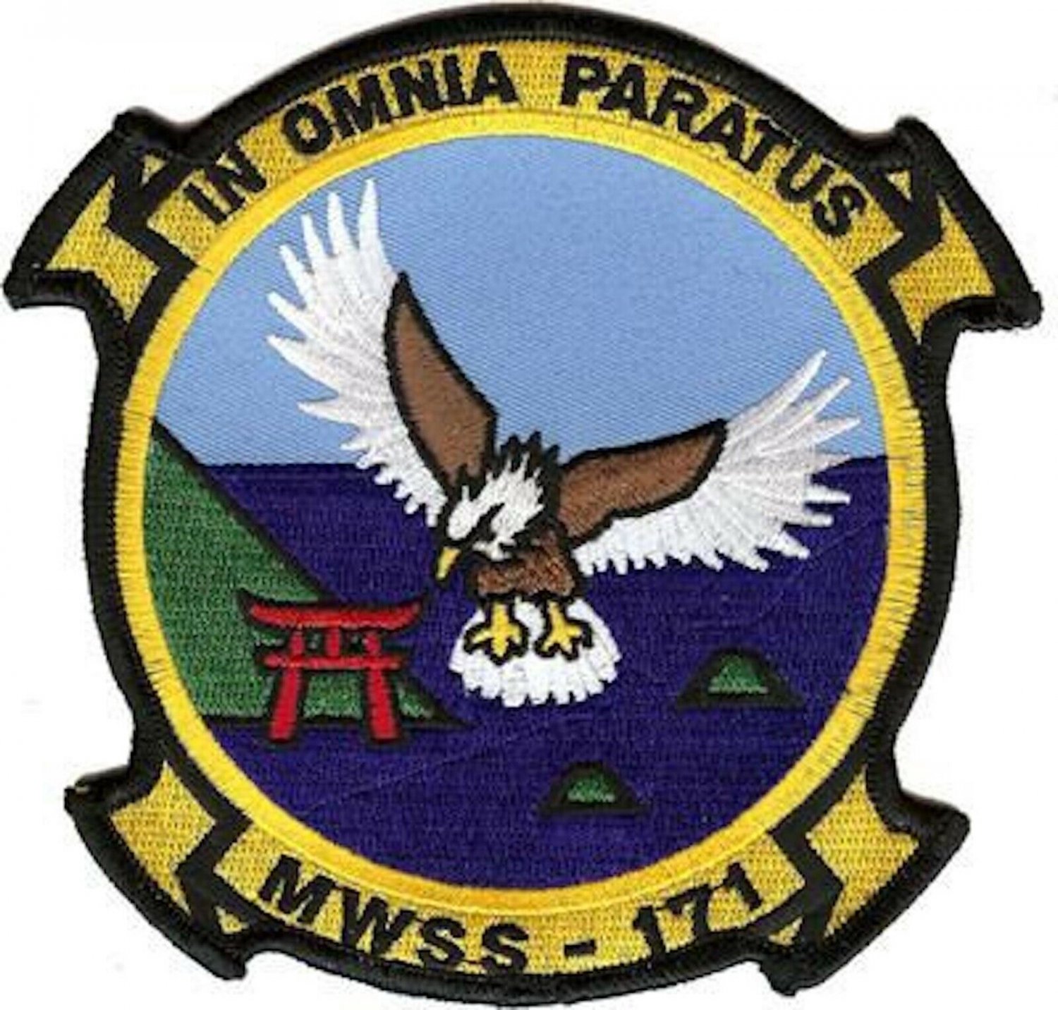 4" MARINE CORPS MWSS-171 SENTINELS IN OMNIA PARATUS MILITARY EMBROIDERED PATCH