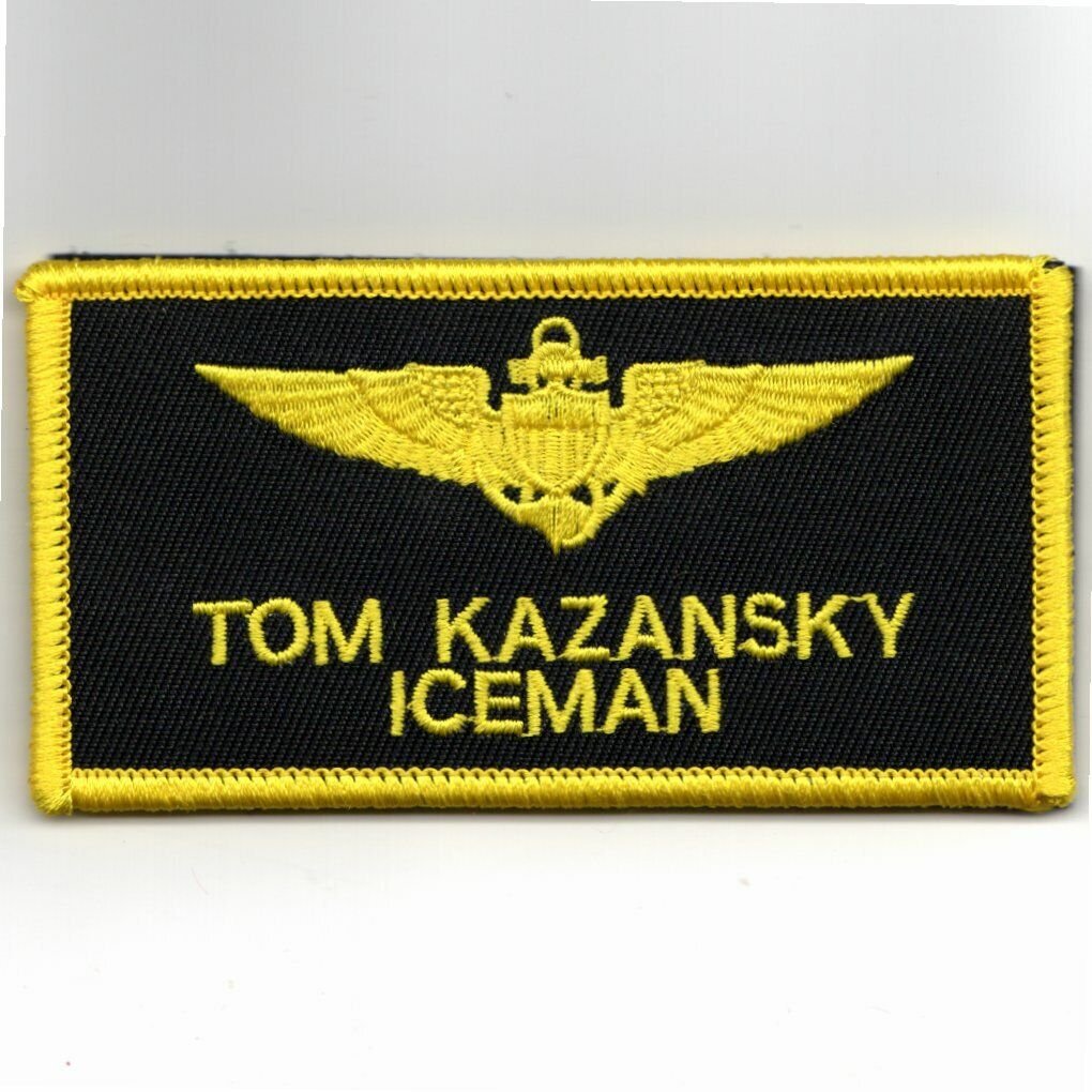 4" NAVY TOPGUN TOM ICEMAN KAZANSKI LIGHT YELLOW HOOK & LOOP JACKET PATCH