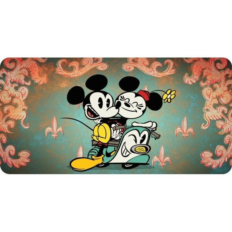 classic mickey and minnie mouse disney cartoon license plate made in usa