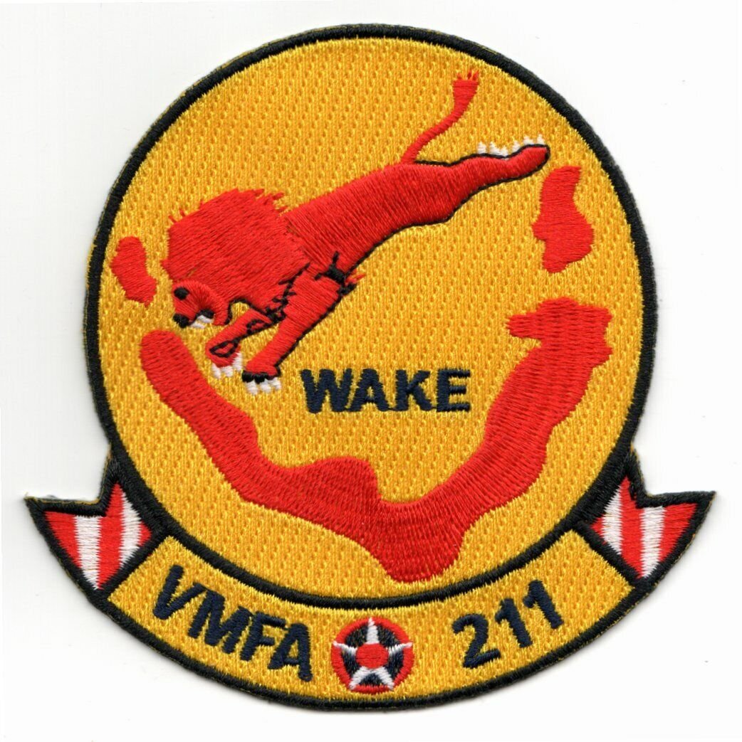 4" USMC MARINE CORPS VMFA-211 WAKE ISLAND SQUADRON EMBROIDERED JACKET PATCH