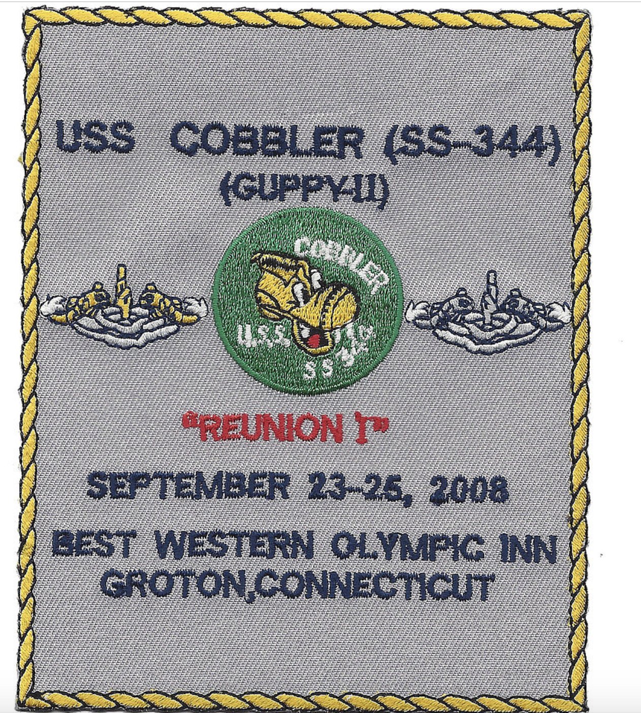 5" NAVY USS COBBLER SS-344 REUNION 1 EMBROIDERED PATCH