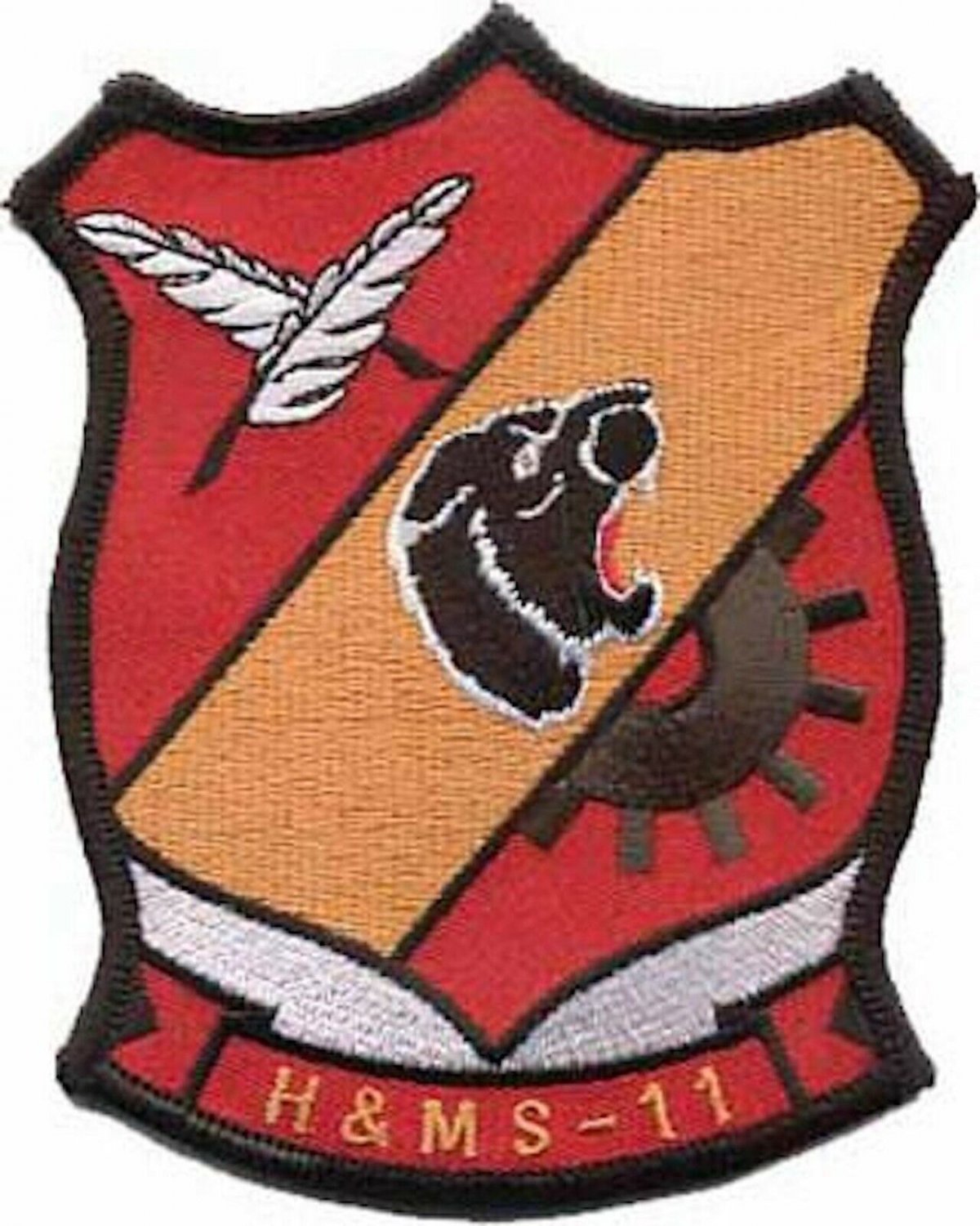 4" MARINE CORPS H&MS-11 SHIELD LOGO AIR WING EMBROIDERED PATCH