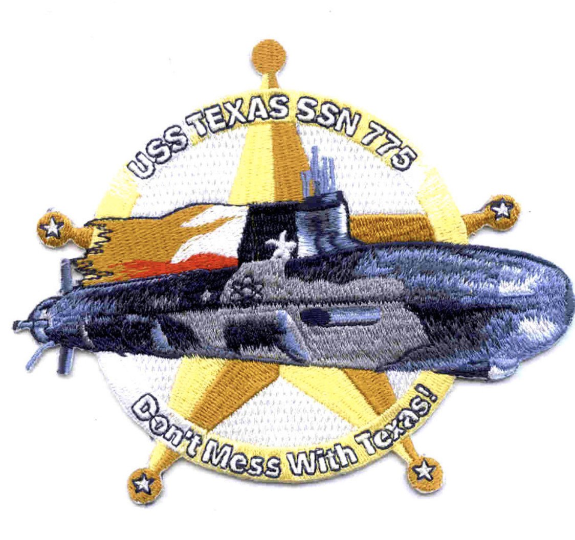 5" NAVY USS SSN-775 TEXAS SUBMARINE EMBROIDERED PATCH