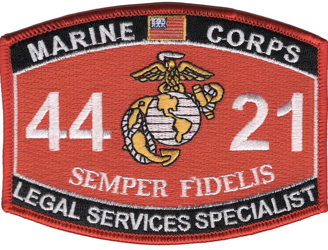 4.5" MARINE CORPS MOS 4421 LEGAL SERVICES SPECIALIST EMBROIDERED PATCH