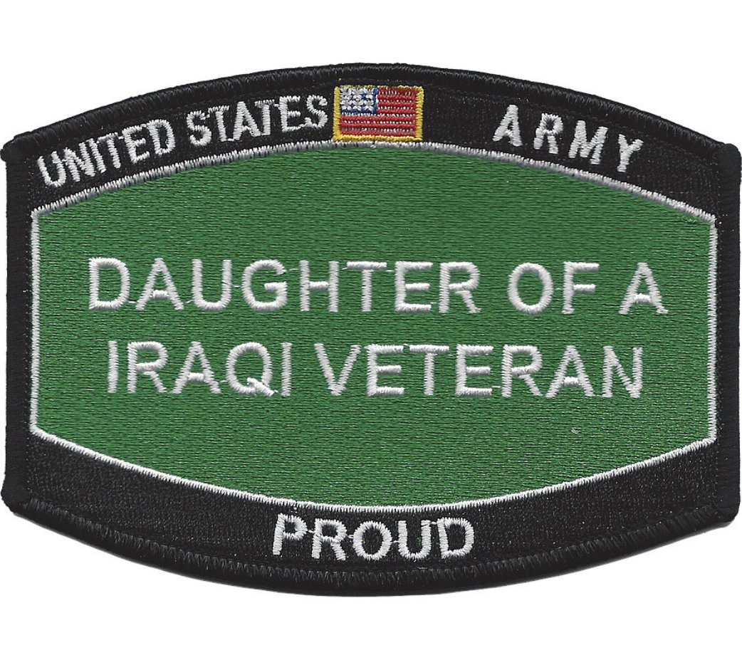 4.25" ARMY DAUGHTER OF IRAQI VETERAN PROUD EMBROIDERED PATCH