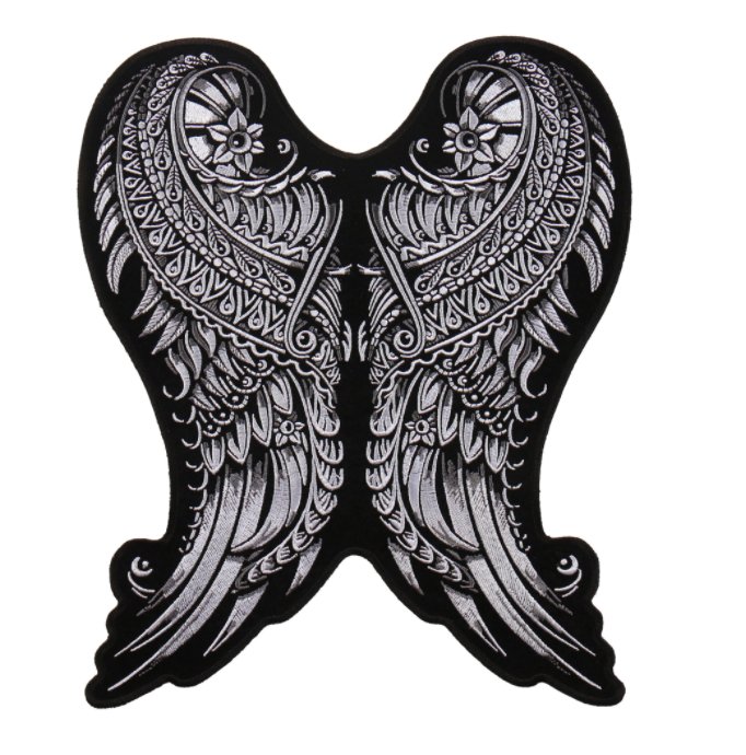 5" ORNATE ANGEL WINGS BIKER MOTORCYCLE EMBROIDERED PATCH