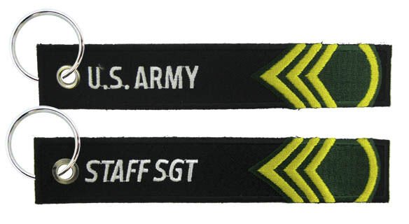 5" ARMY RANK STAFF SERGEANT EMBROIDERED FOB KEY CHAIN
