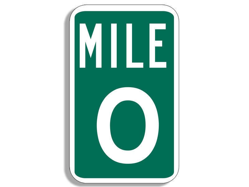 5" mile zero hiking sign car bumper sticker decal usa made