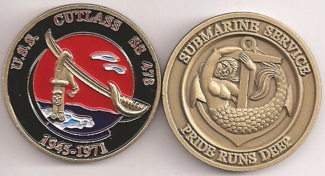NAVY USS CUTLASS SS-478 SUBMARINE CHALLENGE COIN