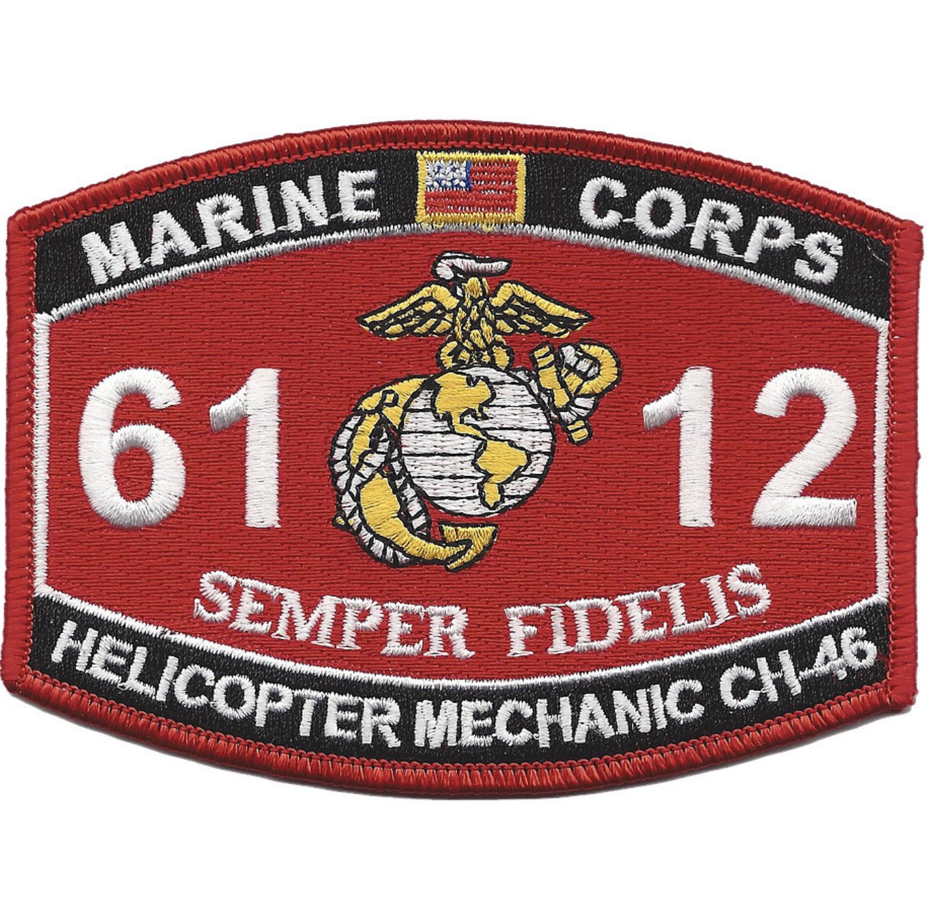 4.5" MARINE CORPS MOS 6112 HELICOPTER MECHANIC CH-46 EGA EMBROIDERED PATCH
