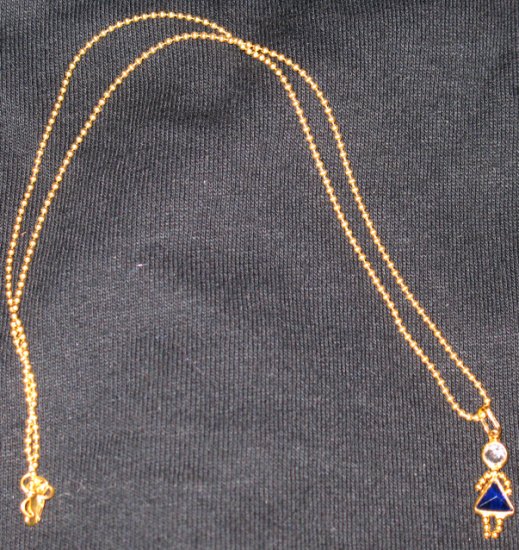 10 year old Sapphire birthstone girl charm w/14kt chain