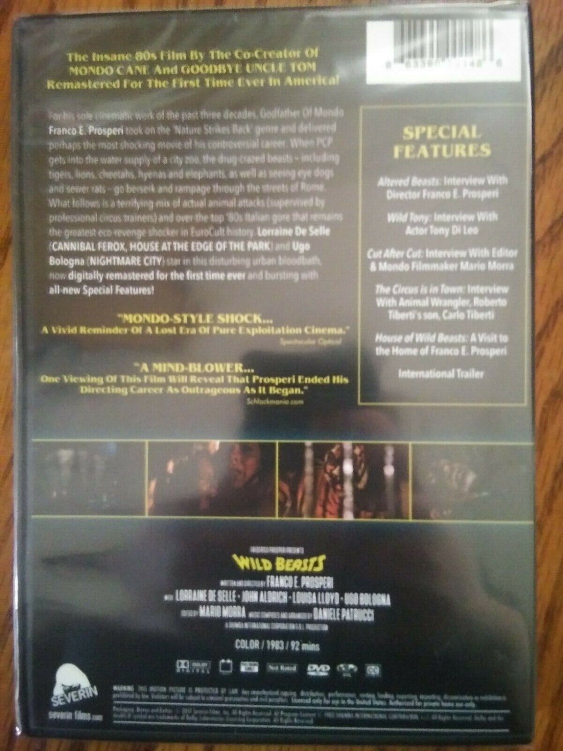 WILD BEASTS (UNCUT GORE) Zoo Beasts Escape DVD SEVERIN HORROR/SCIFI ...