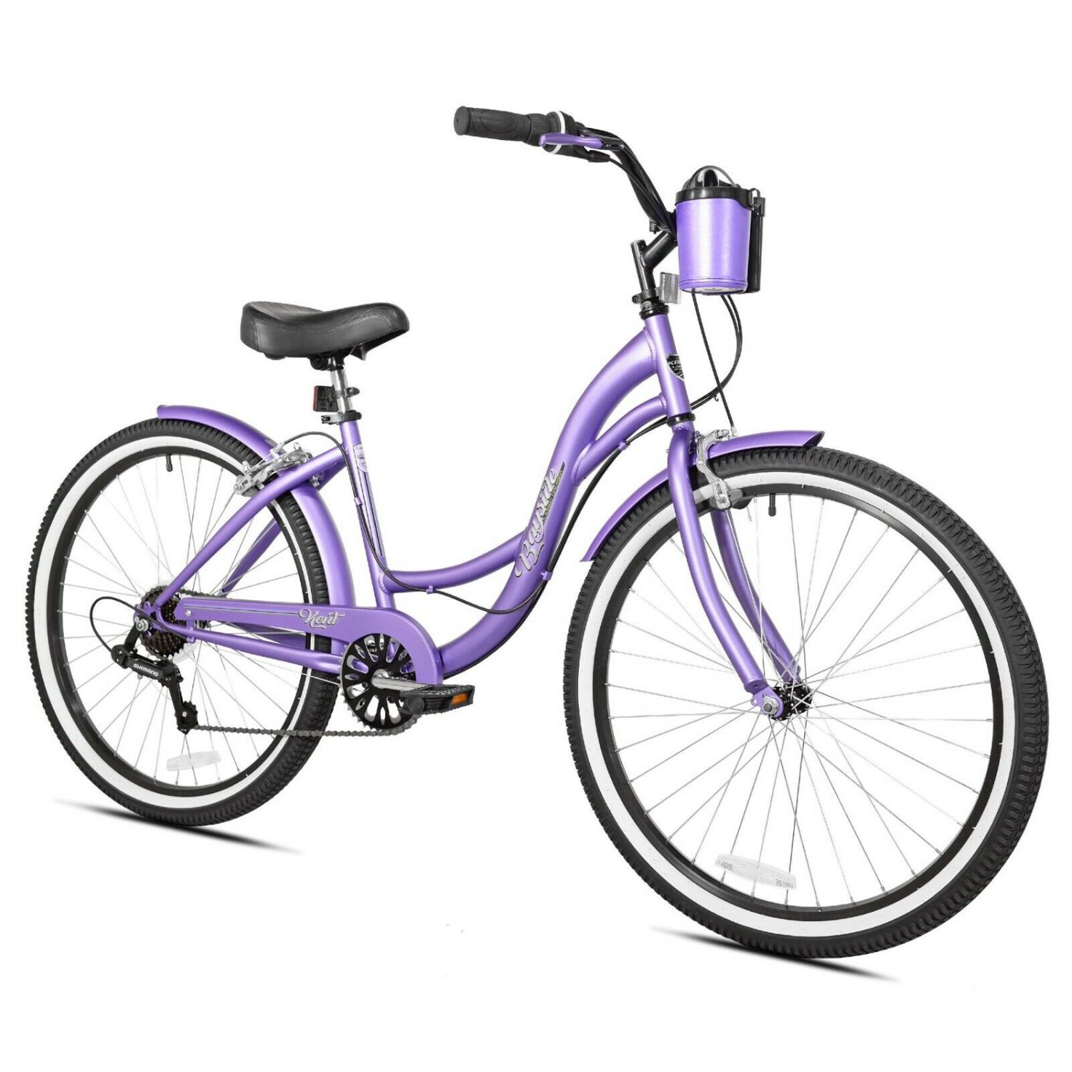 Women's 26" Bayside Beach Cruiser Bike Perfect Fit Frame, 7-Speed, Purple