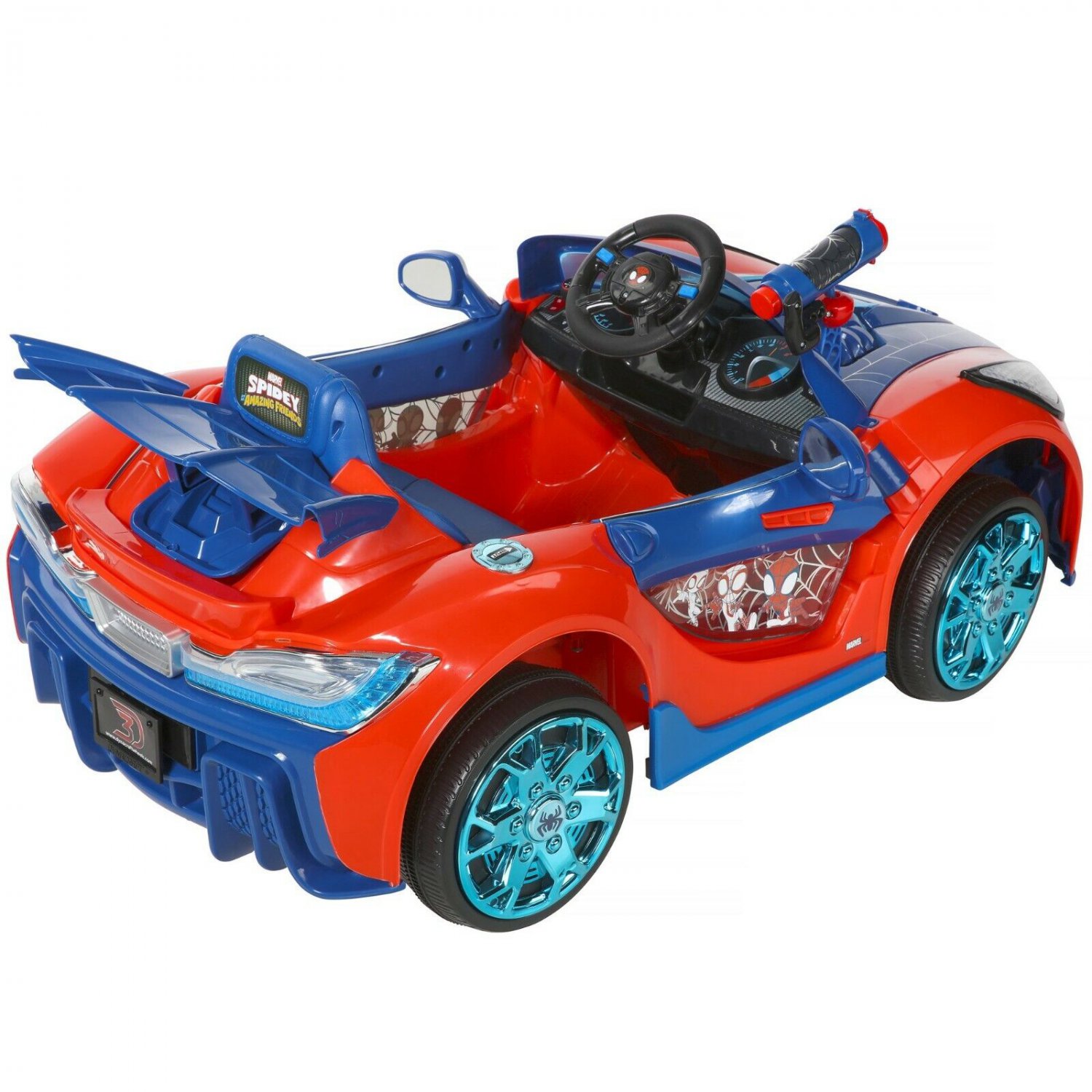 Kids Spider-Man Superhero Battery-Powered Vehicle w/ Authentic Graphics ...