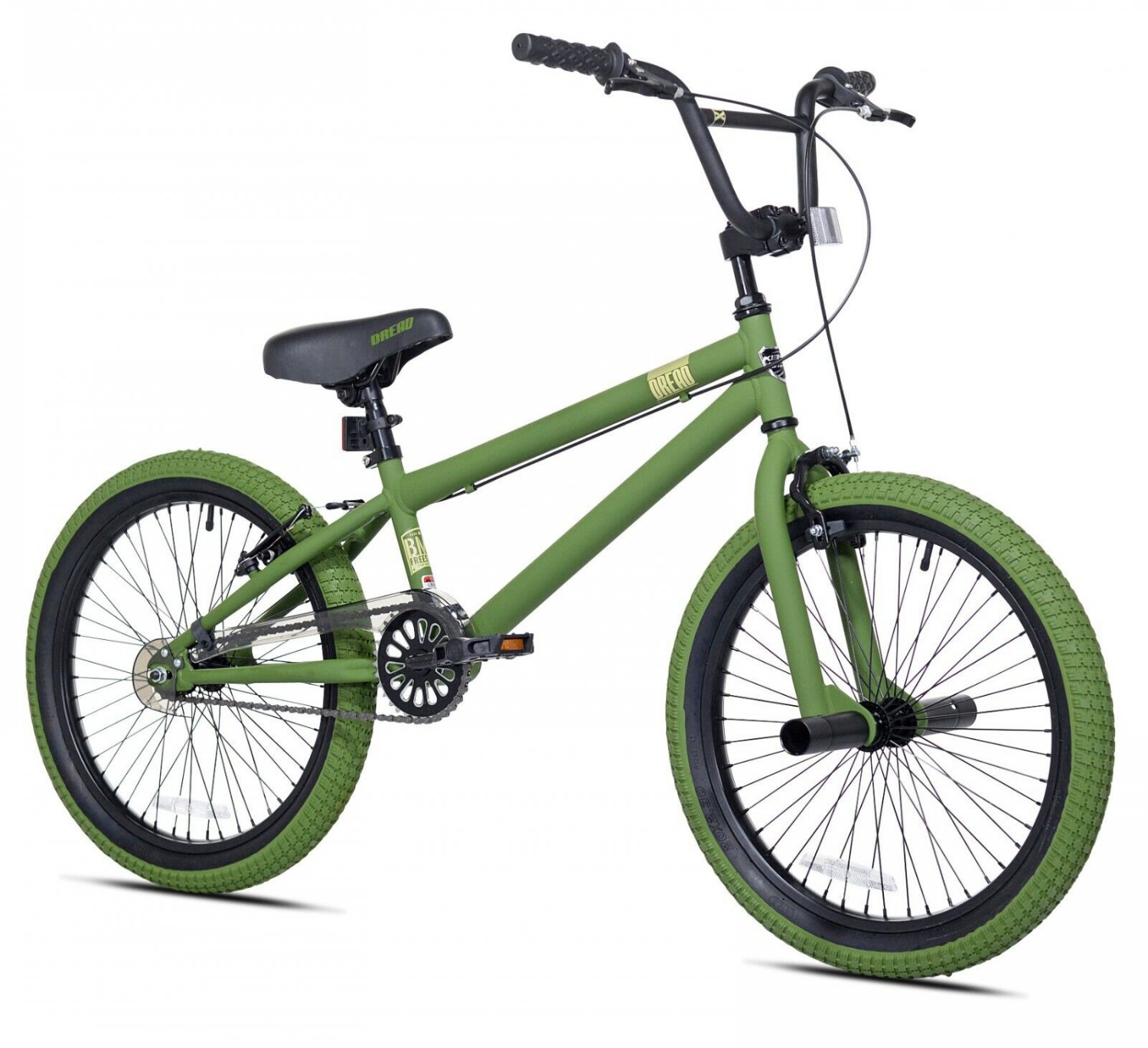 20 Dread BMX Bike w Front Pegs Ages 8 12 Rider Height 4 2 Army Green