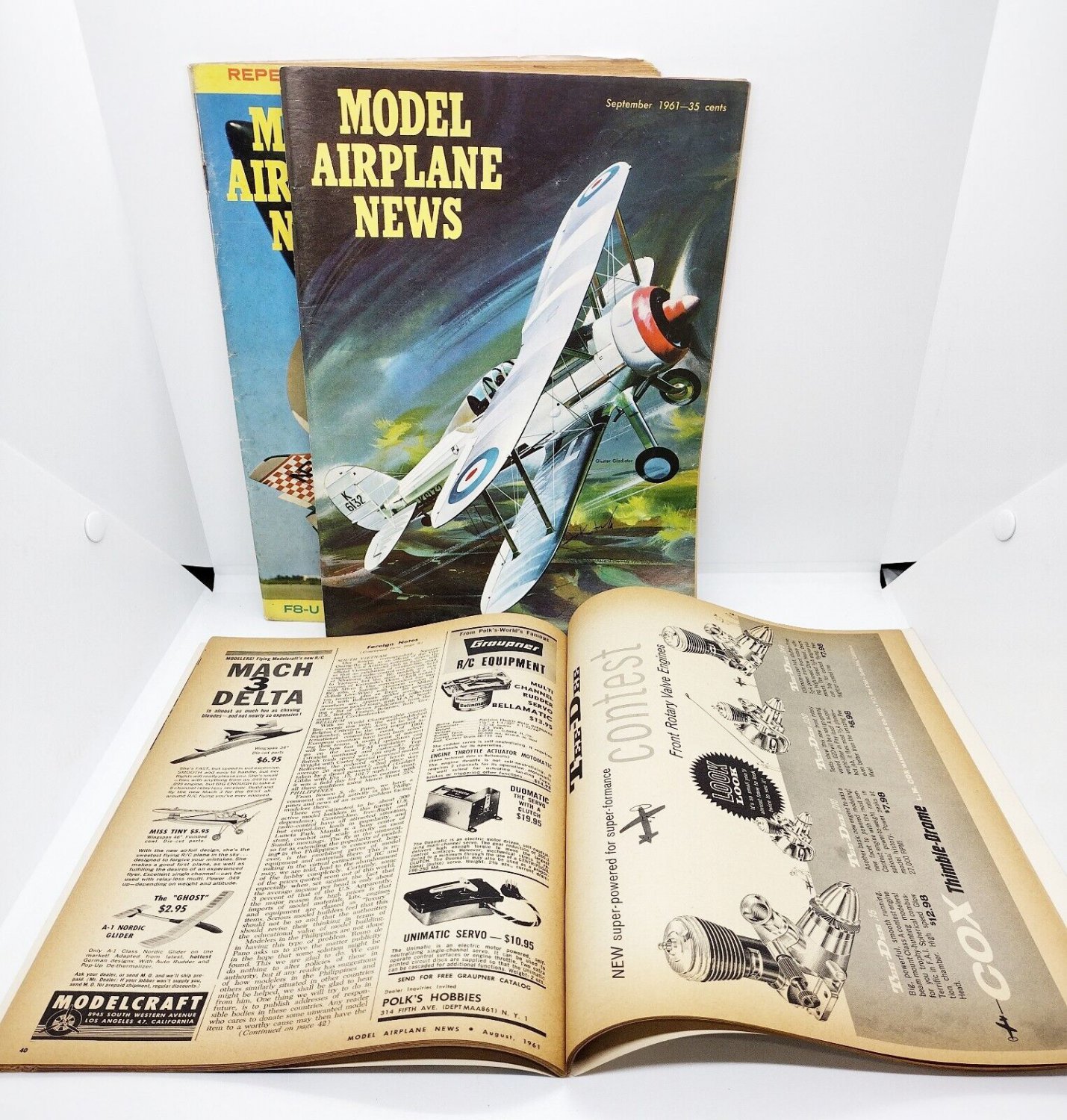 Model Airplane News Issues August 1960, August & Sept. 1961 Magazines Lot