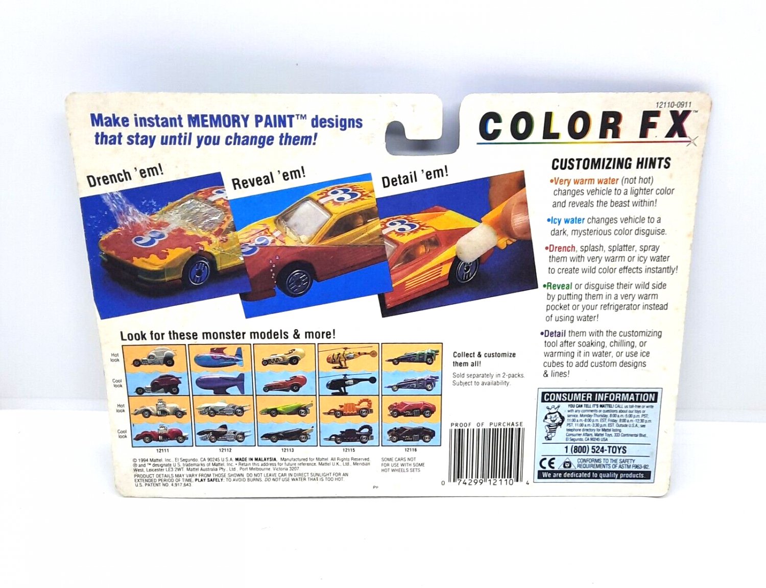 Hot Wheels 1994 Color FX Monster Models Blue Swarmula 1 And Red Double ...