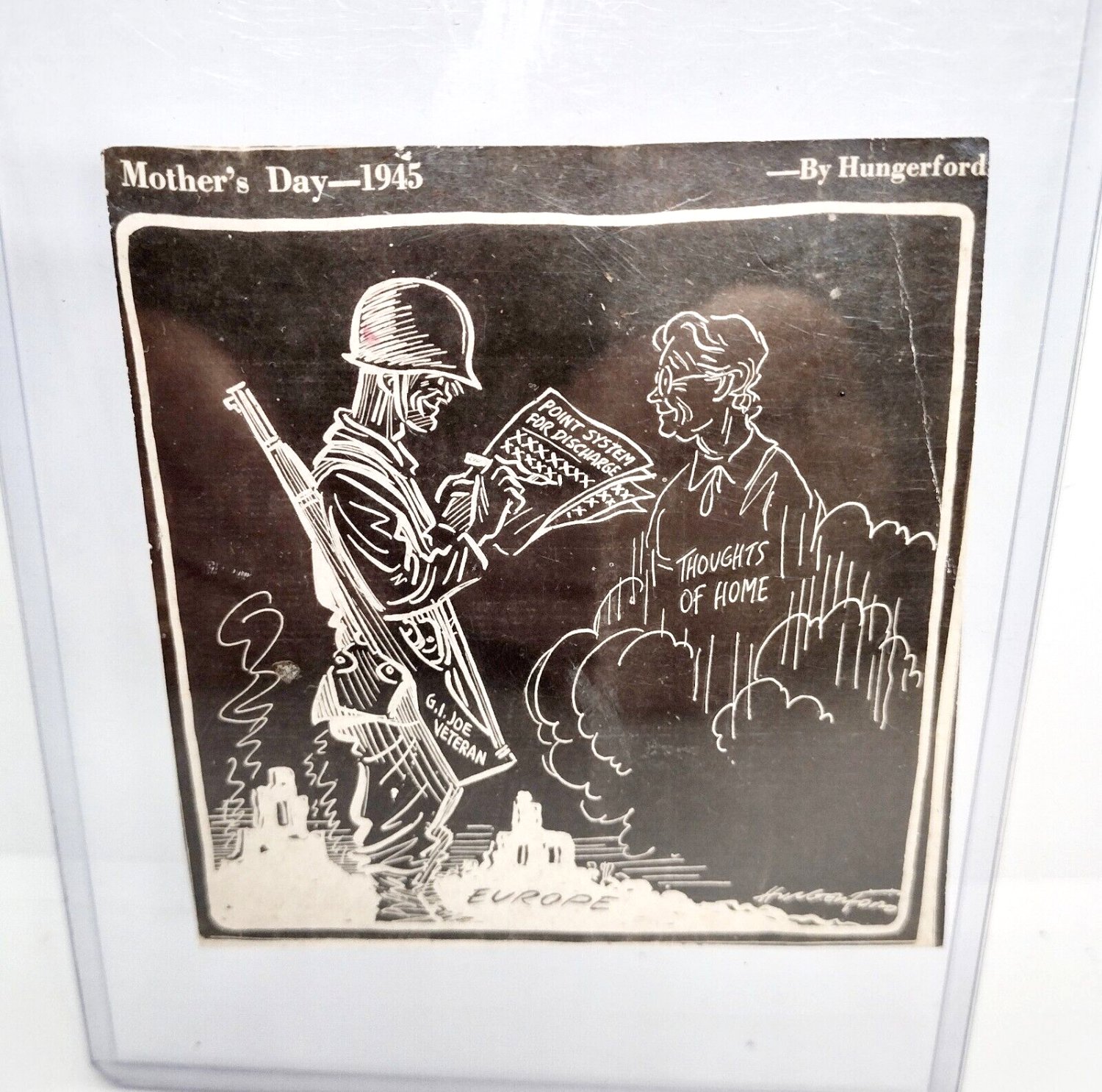 Cy Hungerford 3" X 3" Mothers Day 1945 Illustration Art Cartoon Clipping