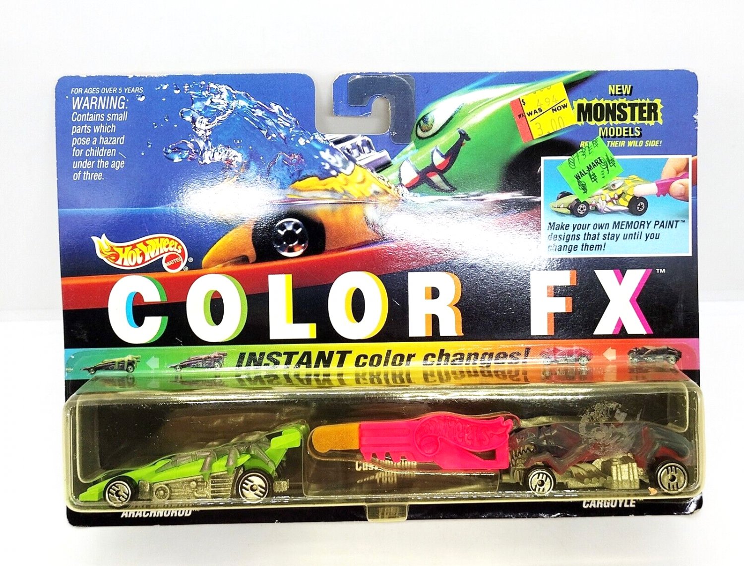 Hot Wheels 1994 Color FX Monster Models Arachnorod & Cargoyle Diecast Set