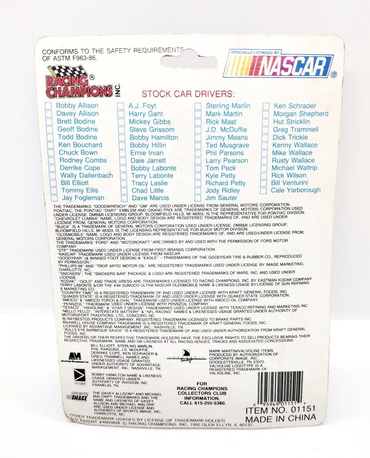 Mark Martin #60 Winn Dixie Nascar 1992 Racing Champions 1:64 Die Cast Car