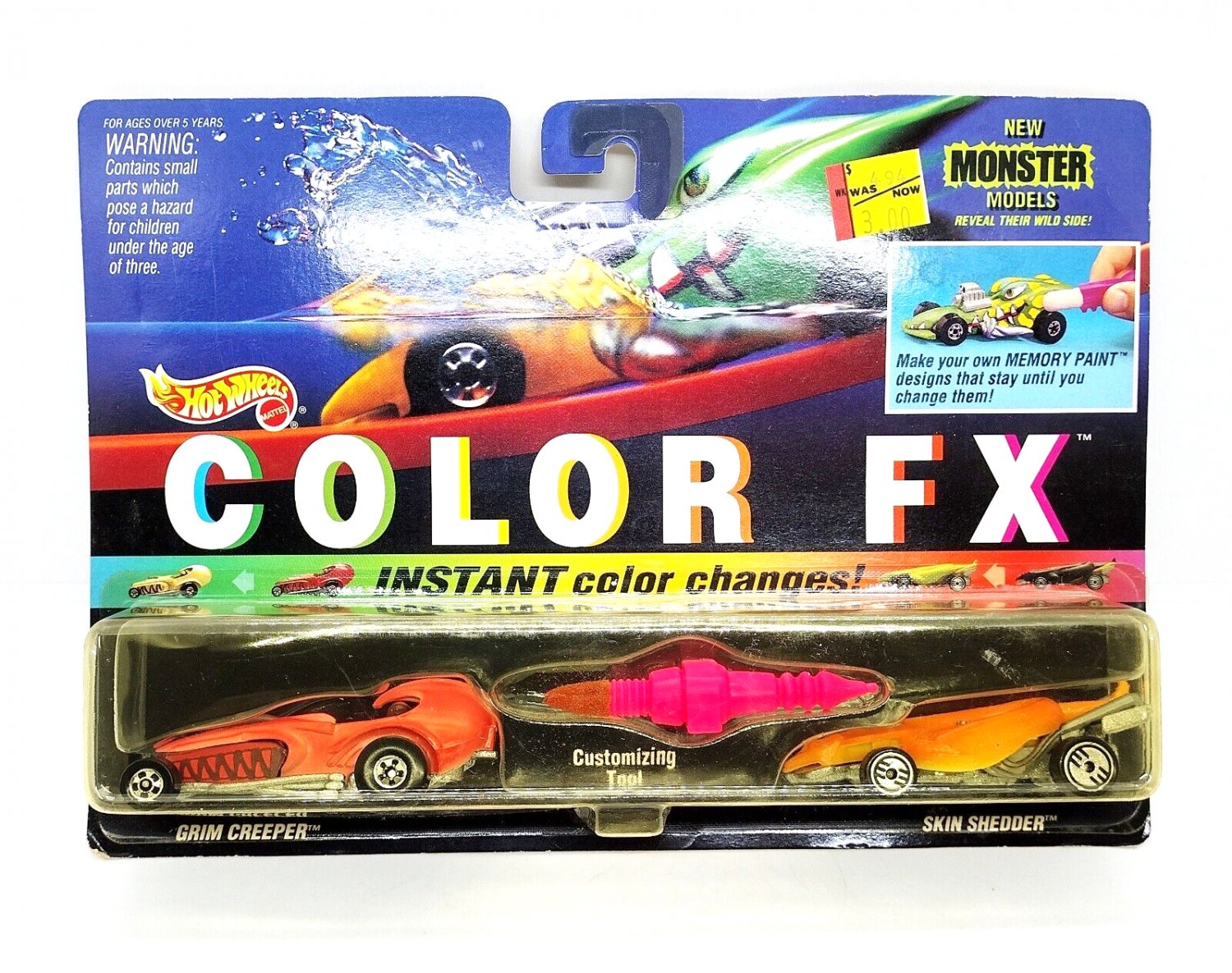 Hot Wheels 1994 Color FX Monster Models Grim Creeper & Skin Shedder ...