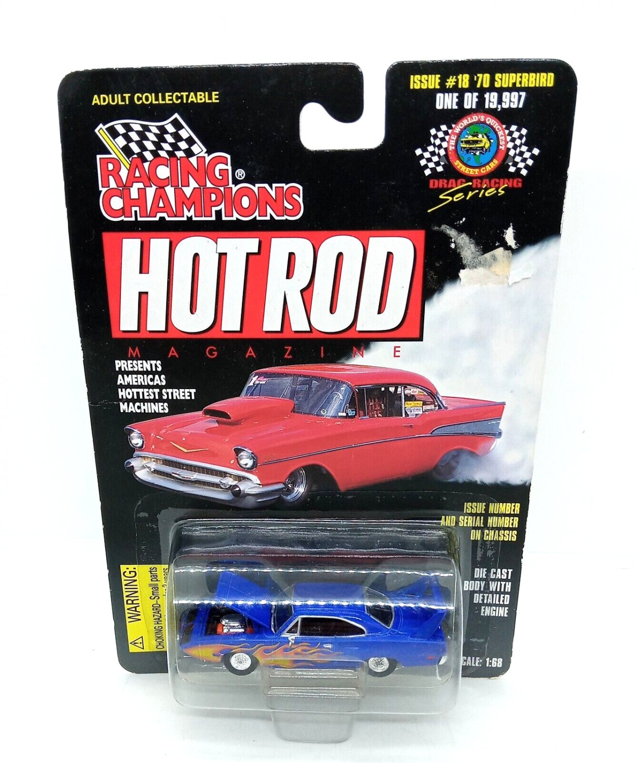 Racing Champions Hot Rod Magazine Blue 1970 Superbird Drag Racing Scale Diecast