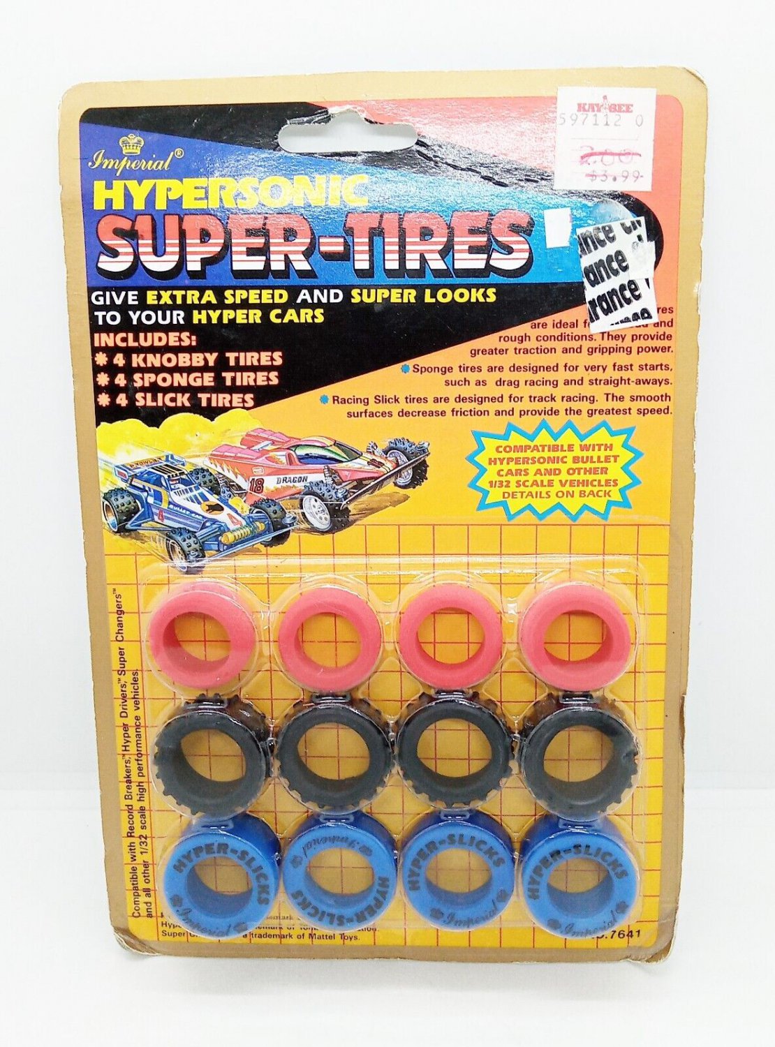 Imperial 1989 Hypersonic Super Tires Hyper Cars NO. 7641 Set Of 12