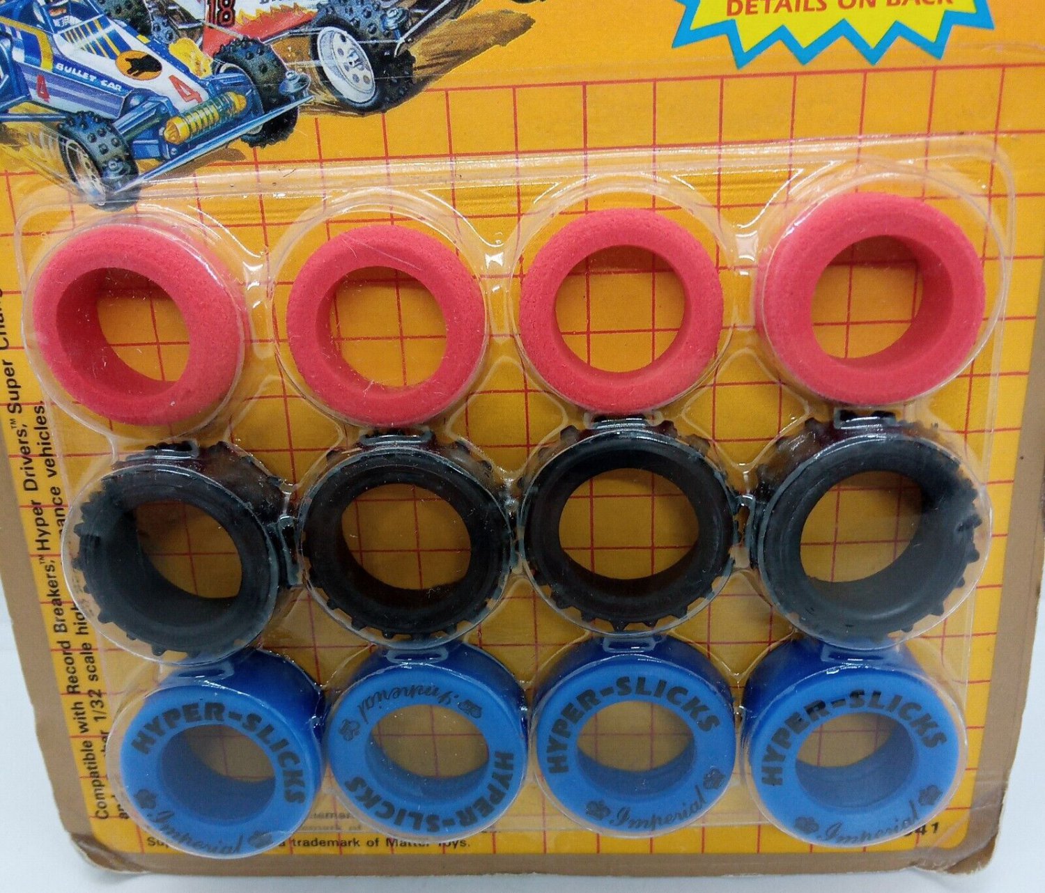 Imperial 1989 Hypersonic Super Tires Hyper Cars NO. 7641 Set Of 12