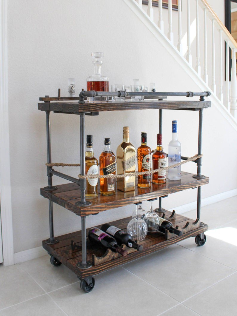 Industrial Custom Bar Cart
