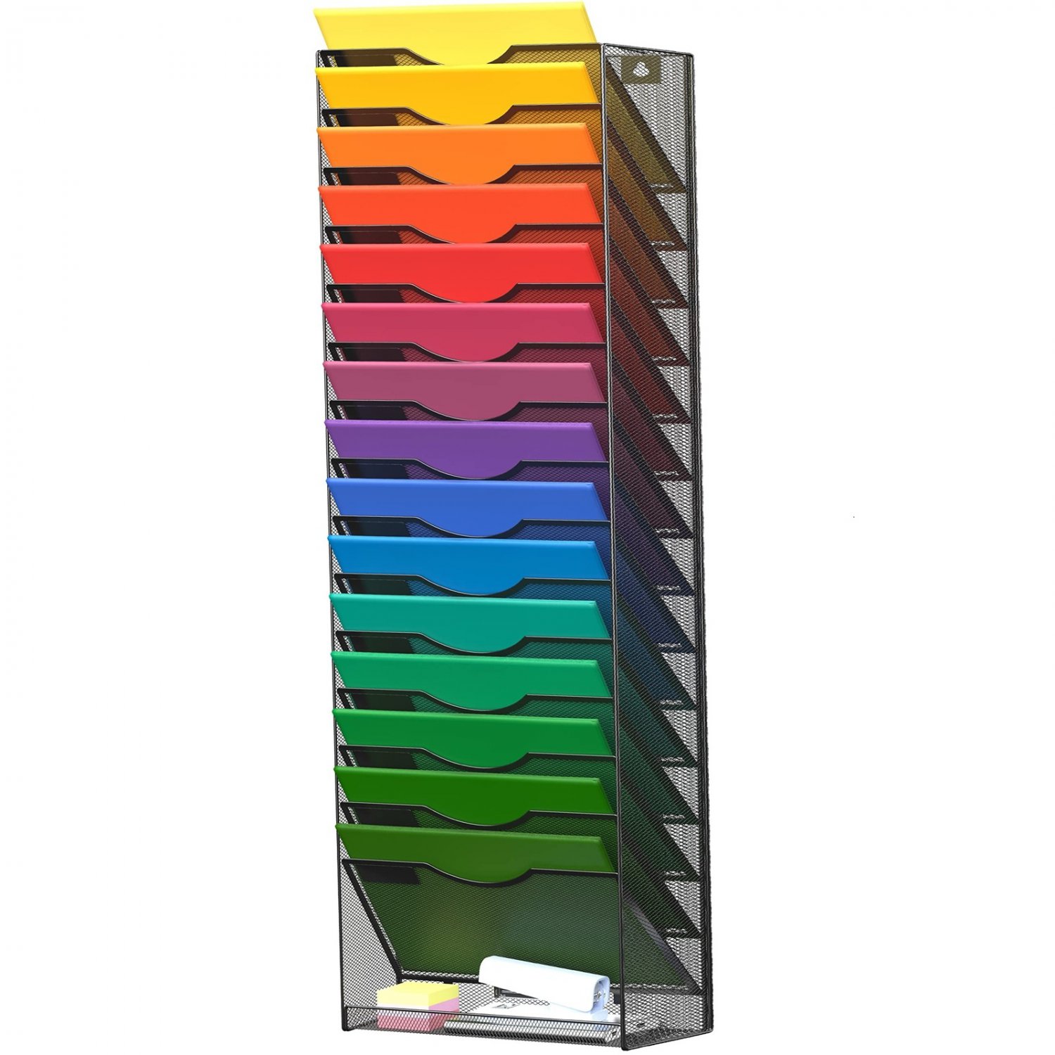 16-Tier Wall Mounted Hanging File Organizer Wall File Holder Metal Mesh ...