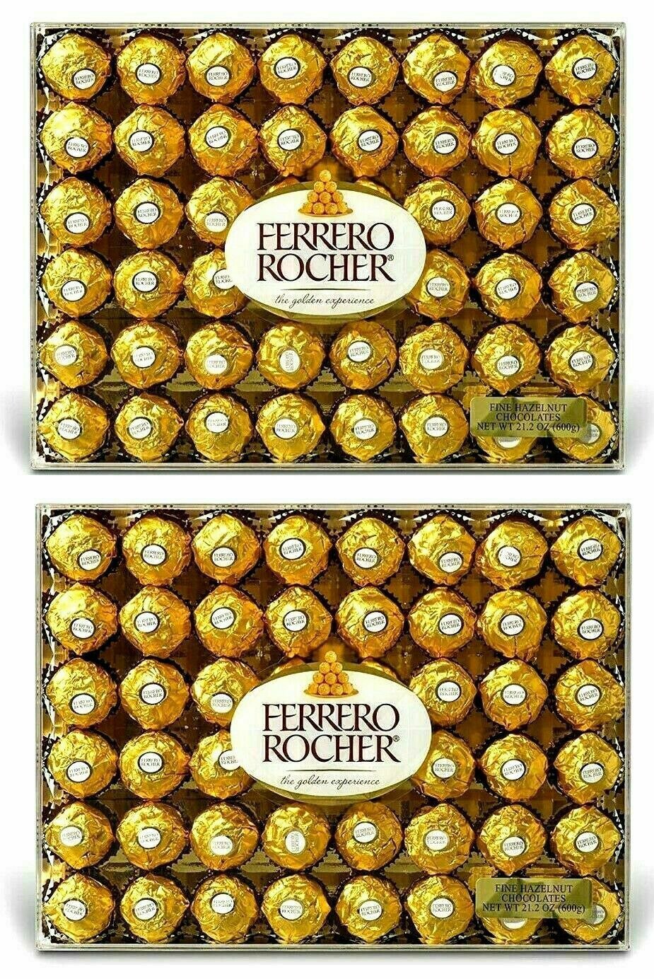2 Packs Ferrero Rocher Fine Hazelnut Chocolates 48 ct, 21.2 oz Each ...